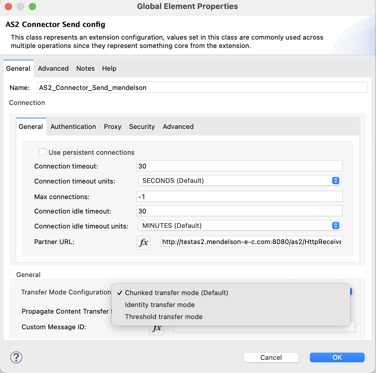 AS2 Connector Transfer Mode Configuration explained | MuleSoft Help Center